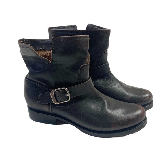 Frye | Shoes | Copy Frye Veronica Short Ankle Moto Boots Womens Brown ...